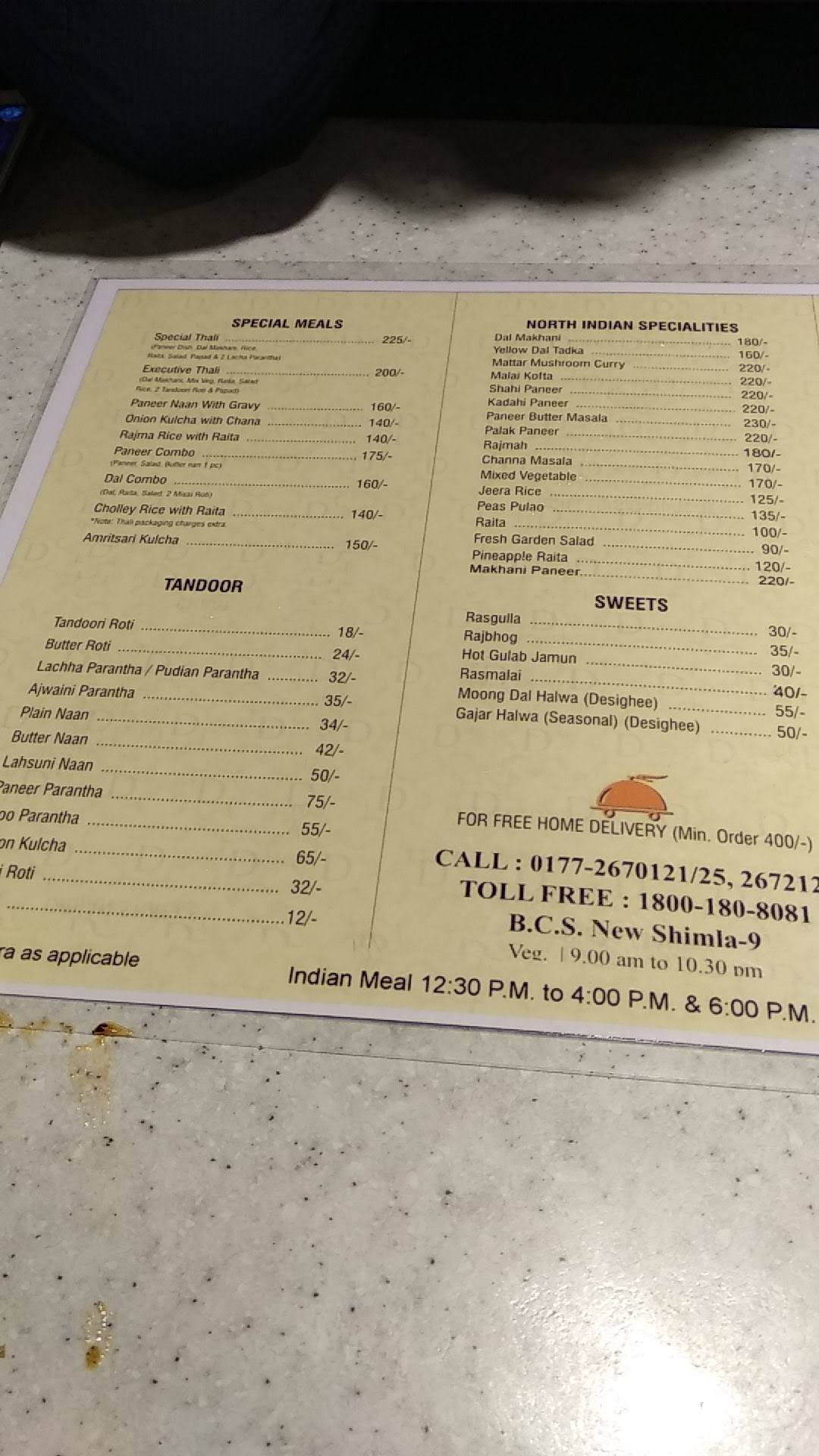Menu at Diamond Best Bakery Sweets, Restaurant & Groceries, Shimla