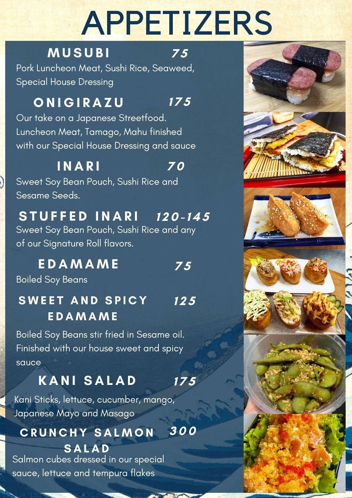Menu at Shogun restaurant, Silang