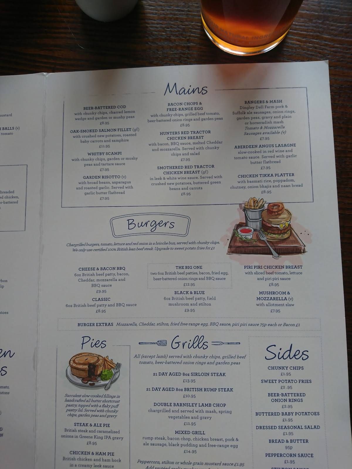 Menu at Red Barn, Shrewsbury