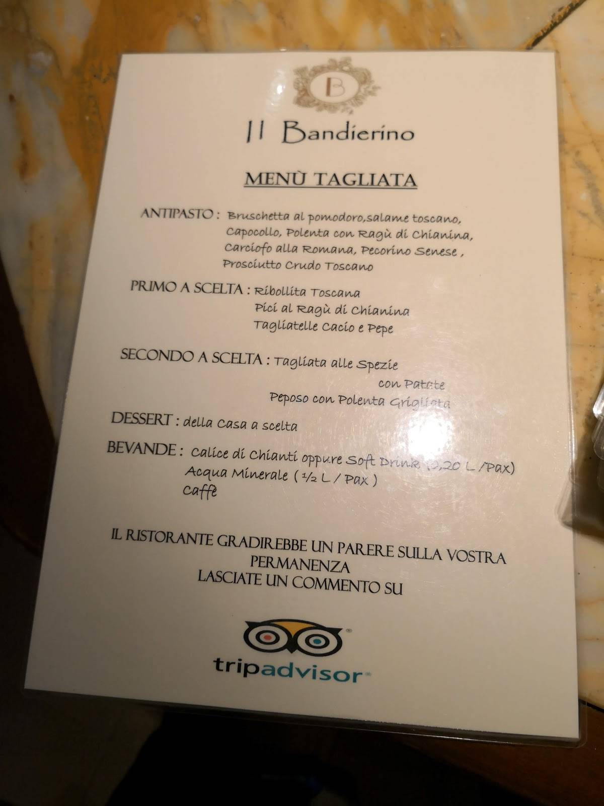 Menu da Il Bandierino pub & bar, Siena