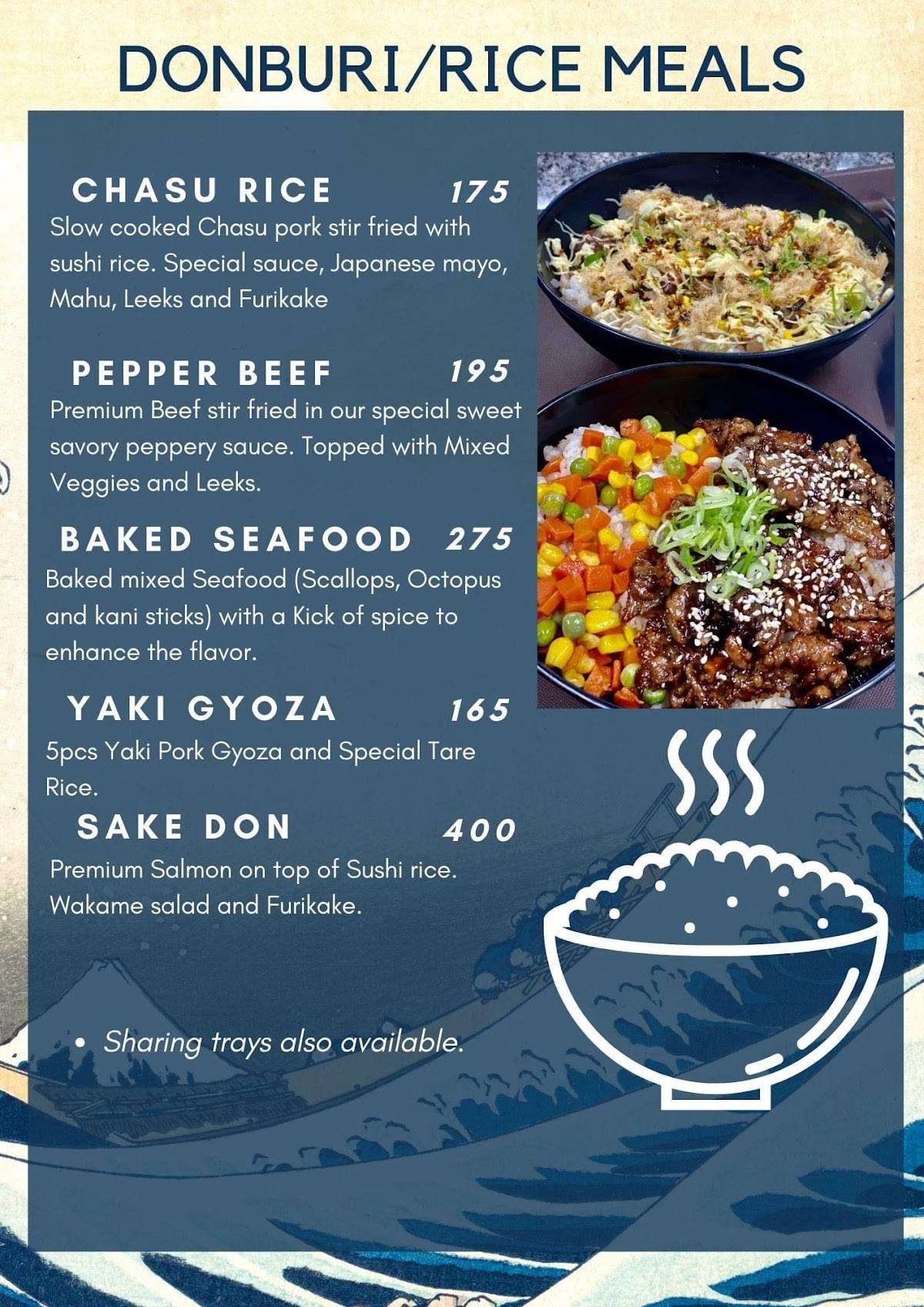 Menu at Shogun restaurant, Silang