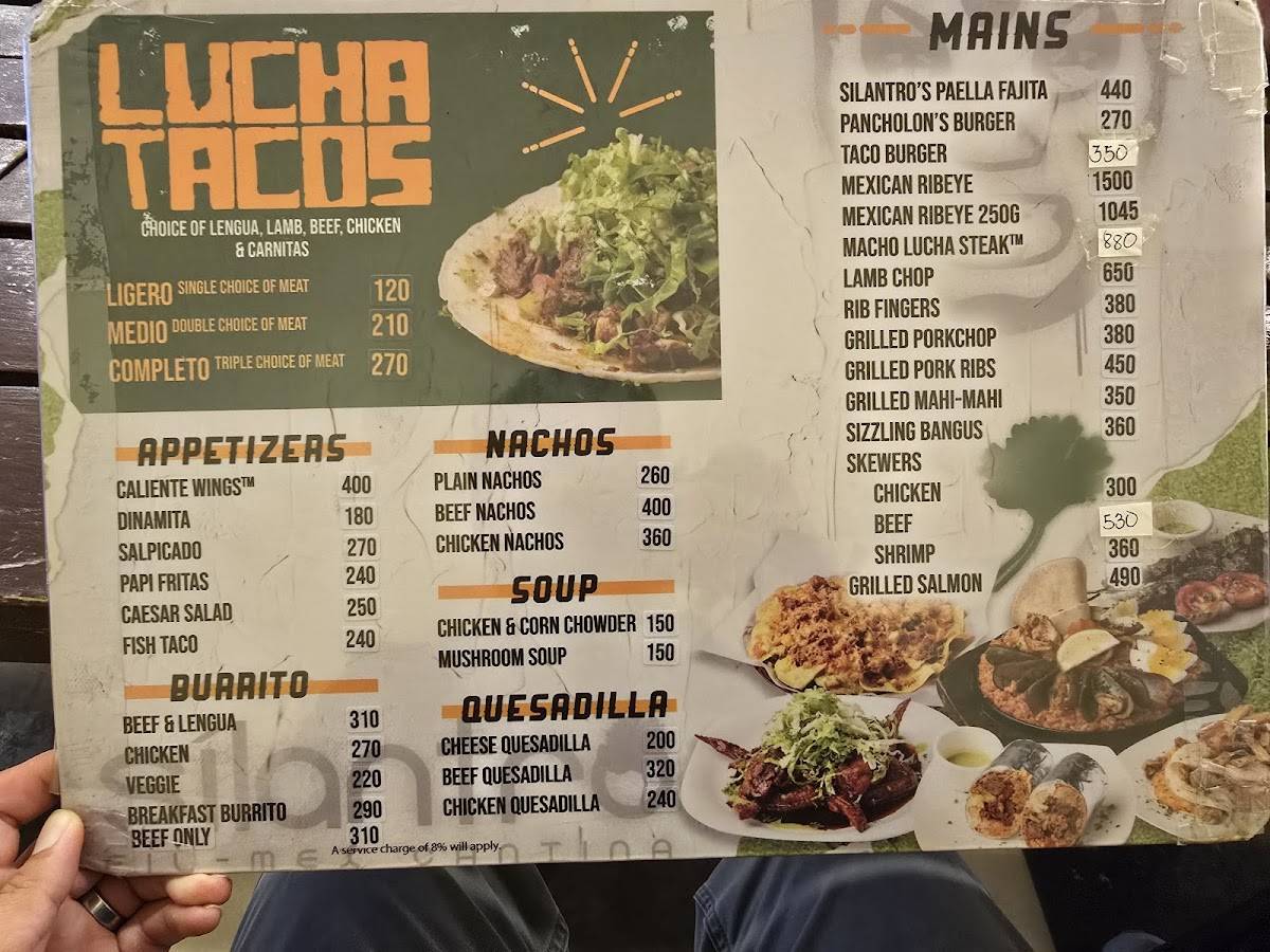 Menu at Silantro Fil-Mex Cantina restaurant, Quezon City, UP Town Center