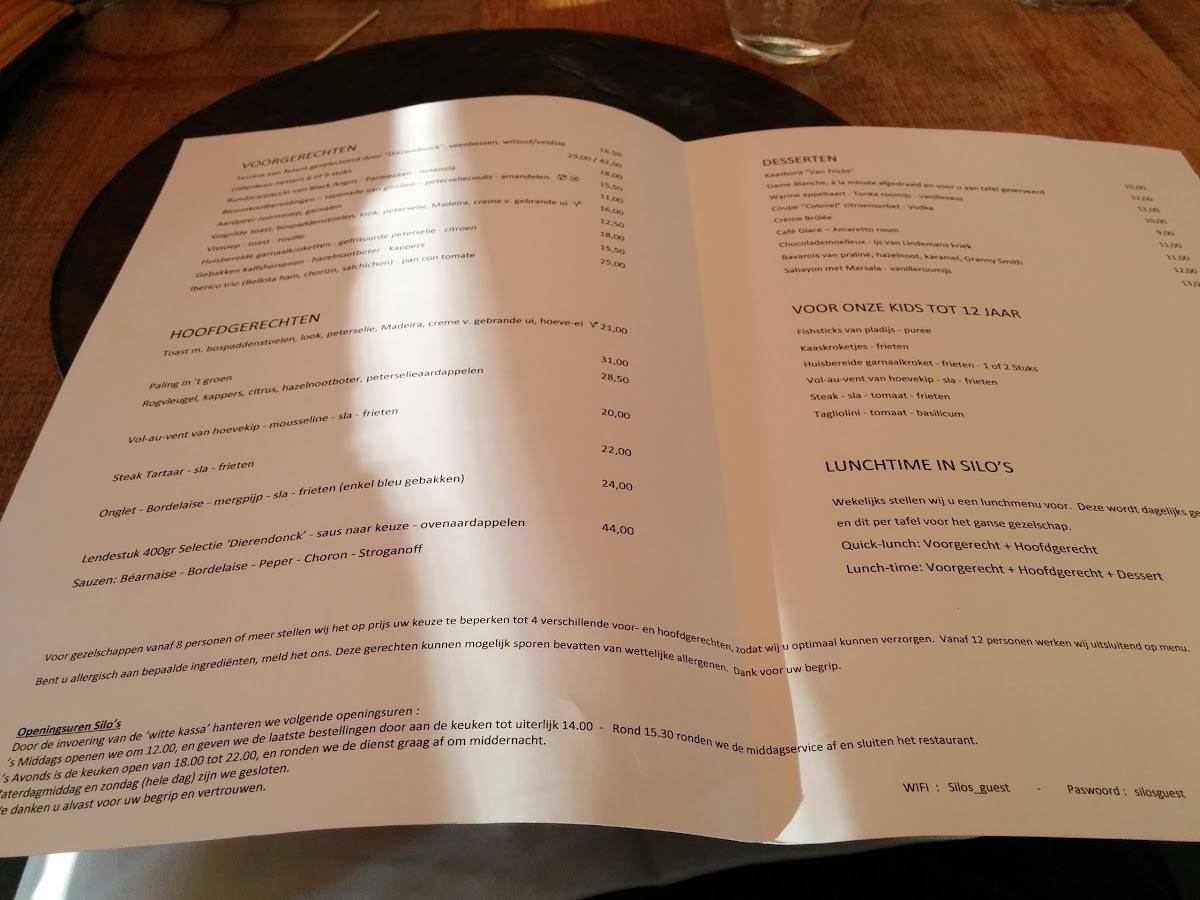 Menu at Silo’s, Boortmeerbeek, Leuvensesteenweg 350