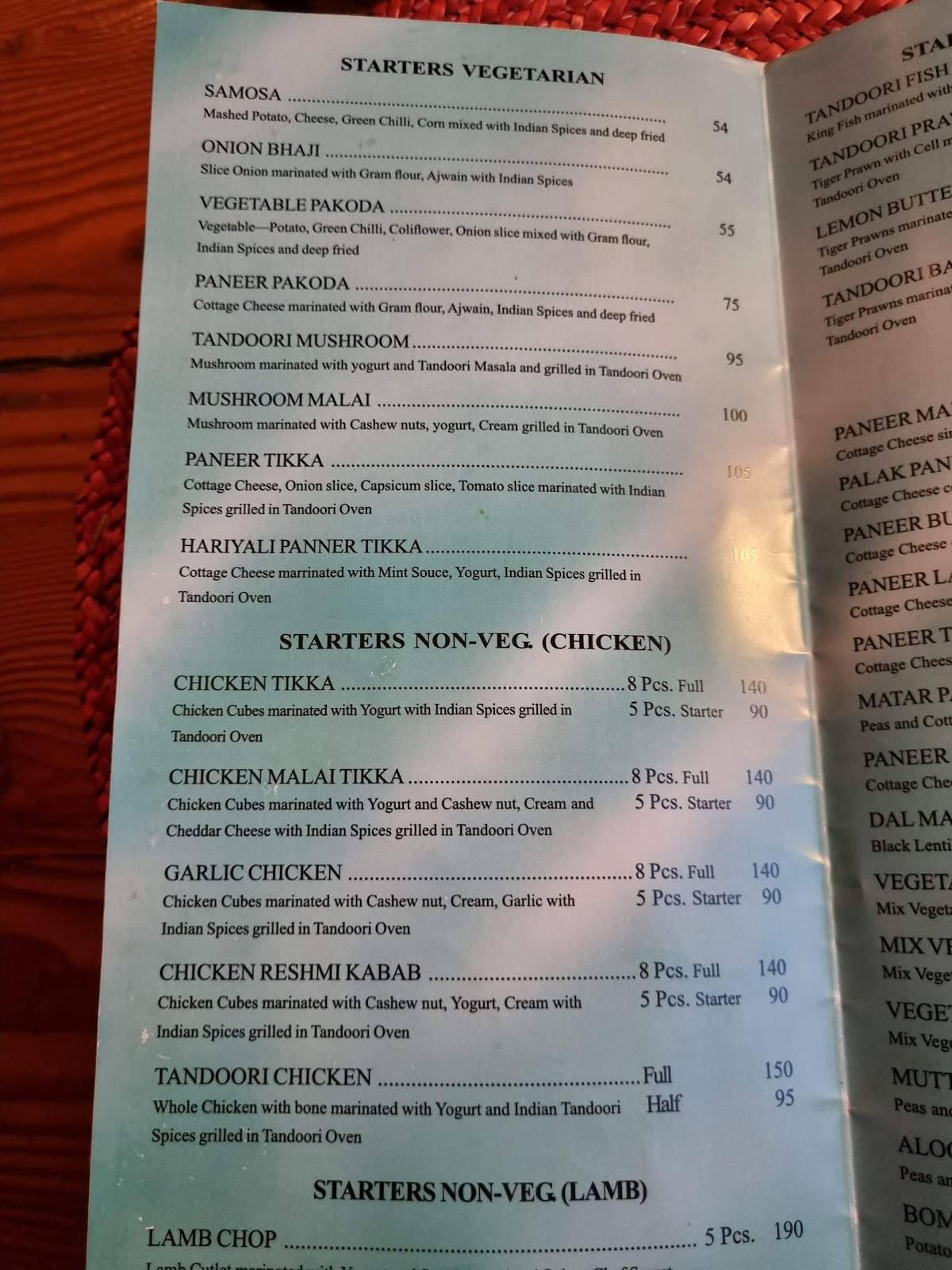 Menu at Silver Spoon Indian Cuisine restaurant, Cape Town