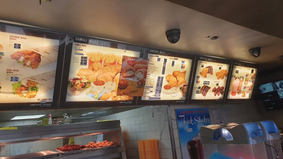 Menu at Simpsons Chicken restaurant, Chertsey