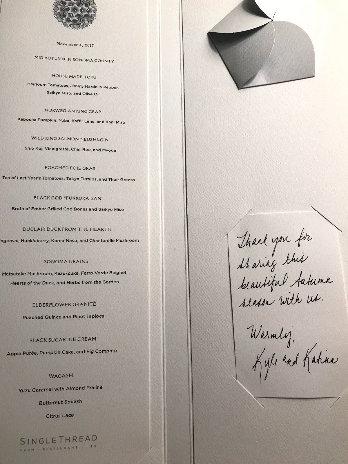 Menu at SingleThread Farm - Restaurant - Inn, Healdsburg