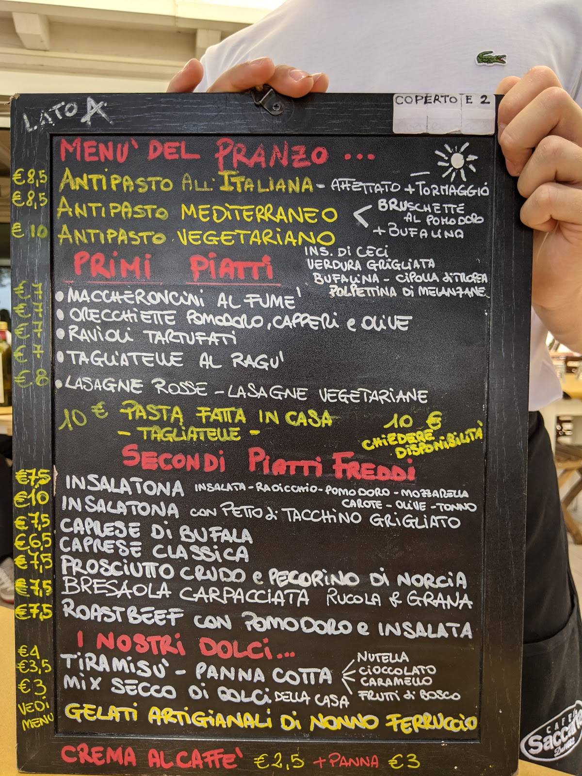 Menu da Bar Trattoria Rosso Conero, Sirolo