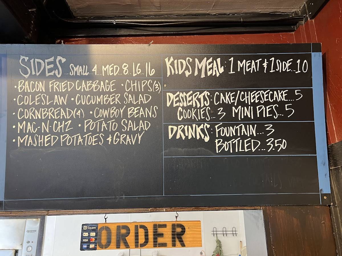 Menu at Sisters BBQ, Hailey