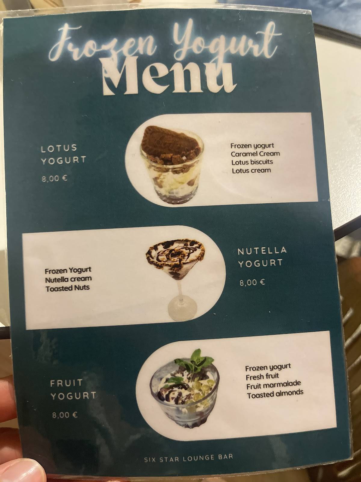 Menu au Six Star Lounge Bar, Polignano A Mare