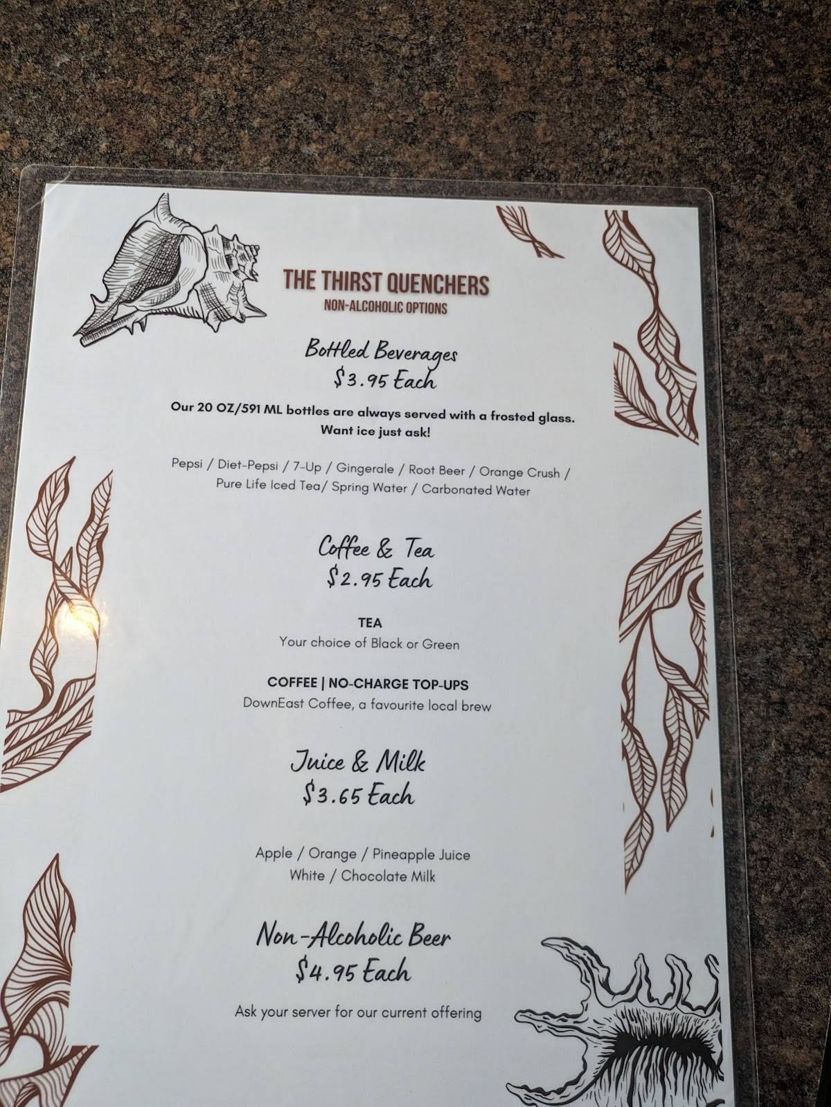 Menu at Skipper Jack's Maritime Restaurant, Moncton