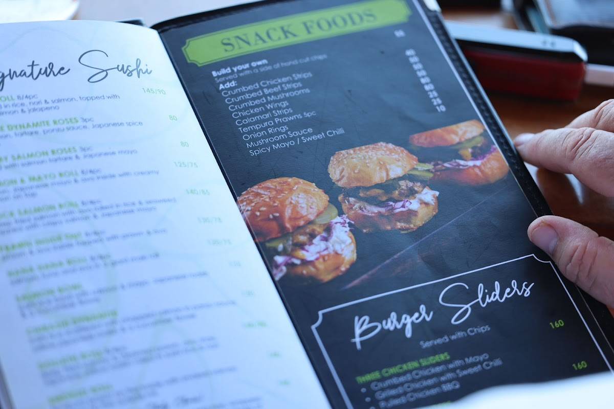 Menu at SkyBar Hermanus, Hermanus