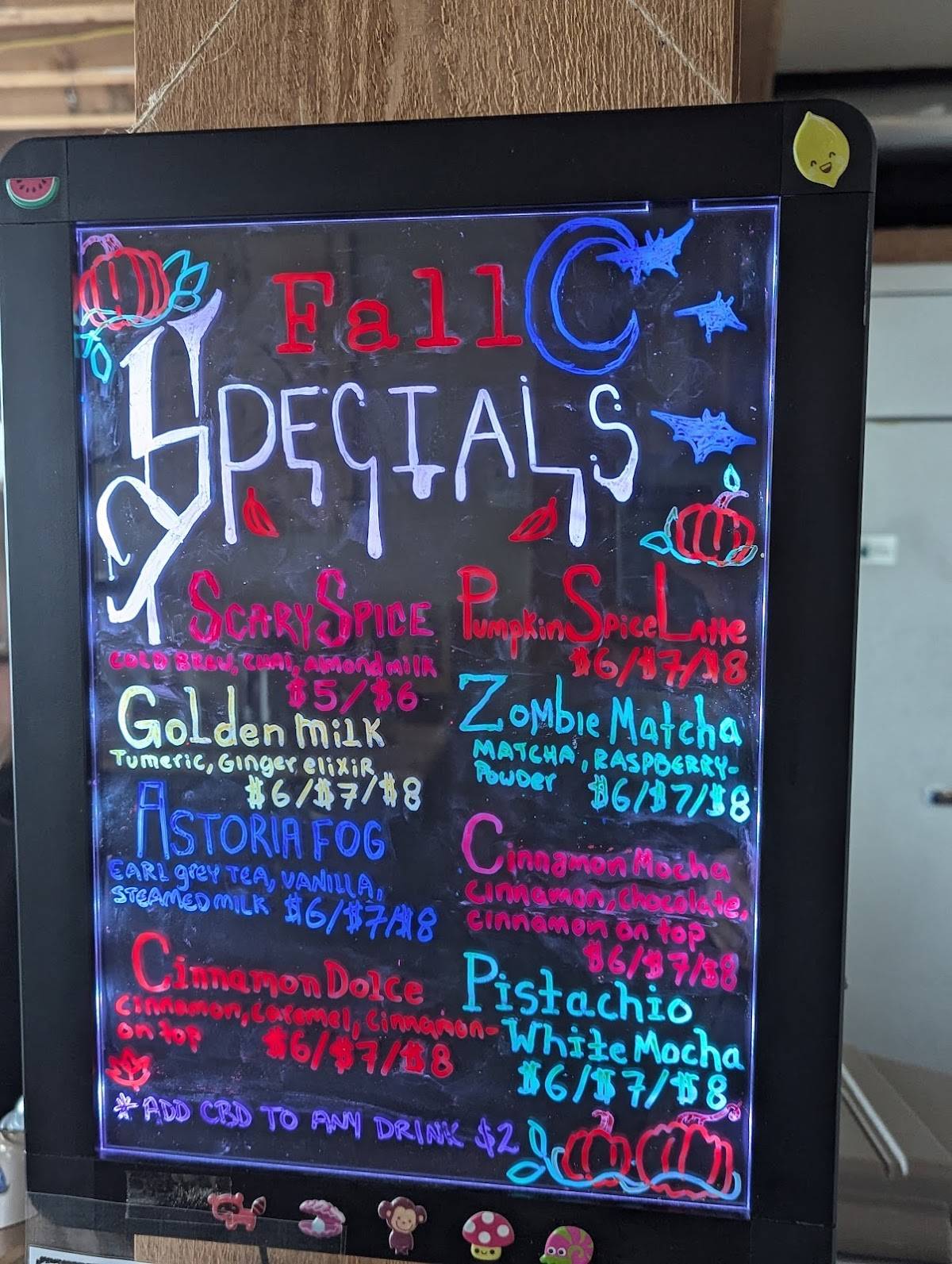 Menu at Sleeper Coffee, Astoria