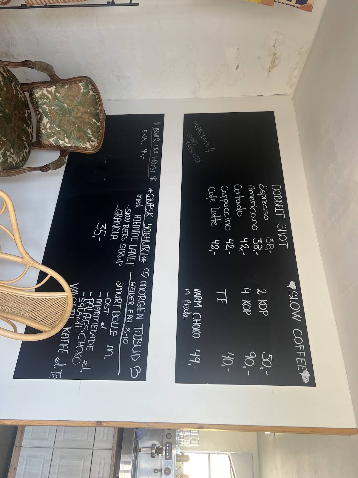 Menu at Slow Coffee Café, Kalvehave