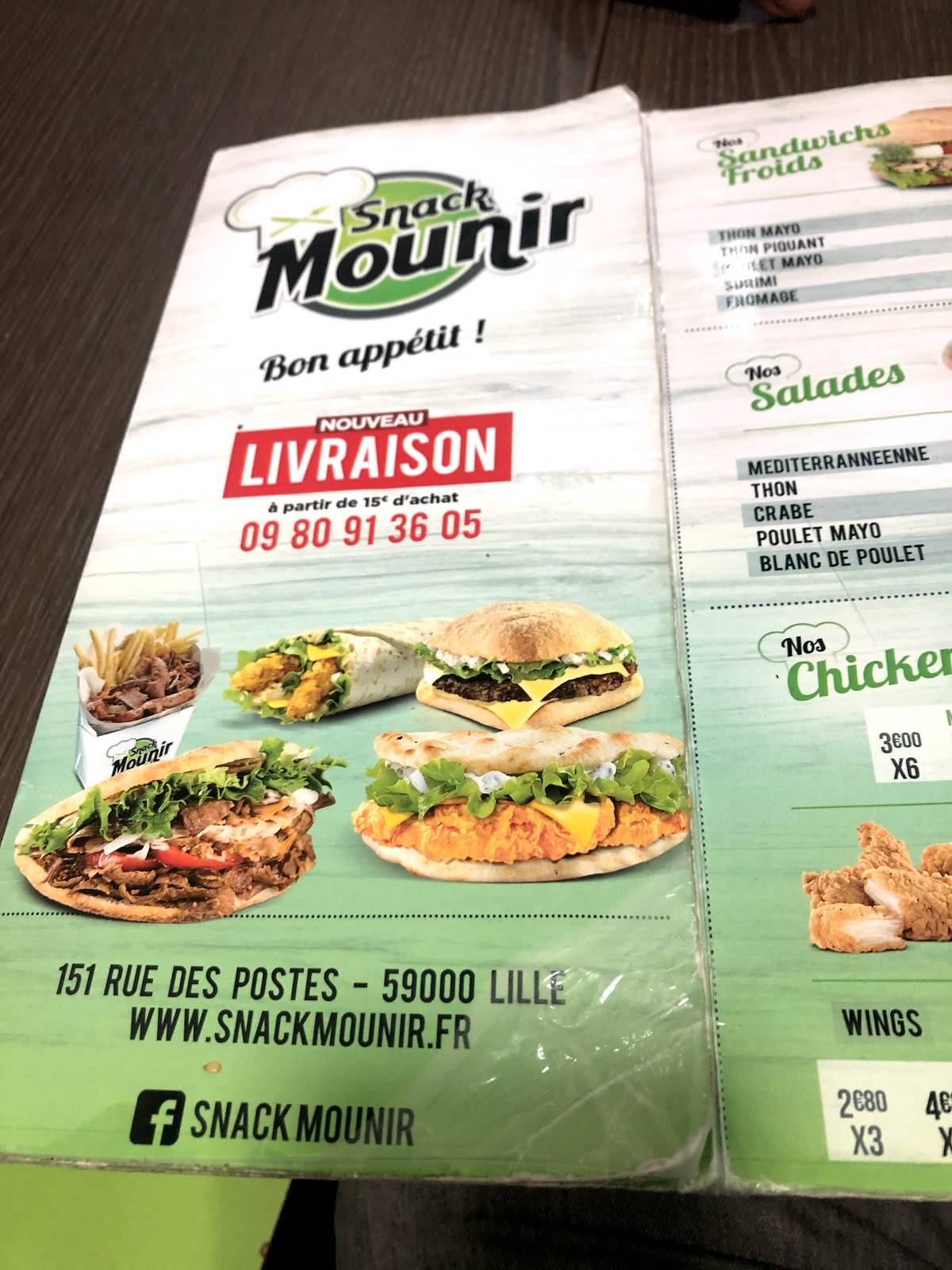 Carta del restaurante Snack Mounir, Lila