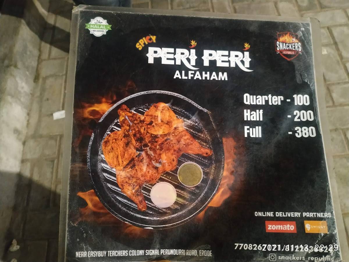 Menu at Snackers Republic, Erode
