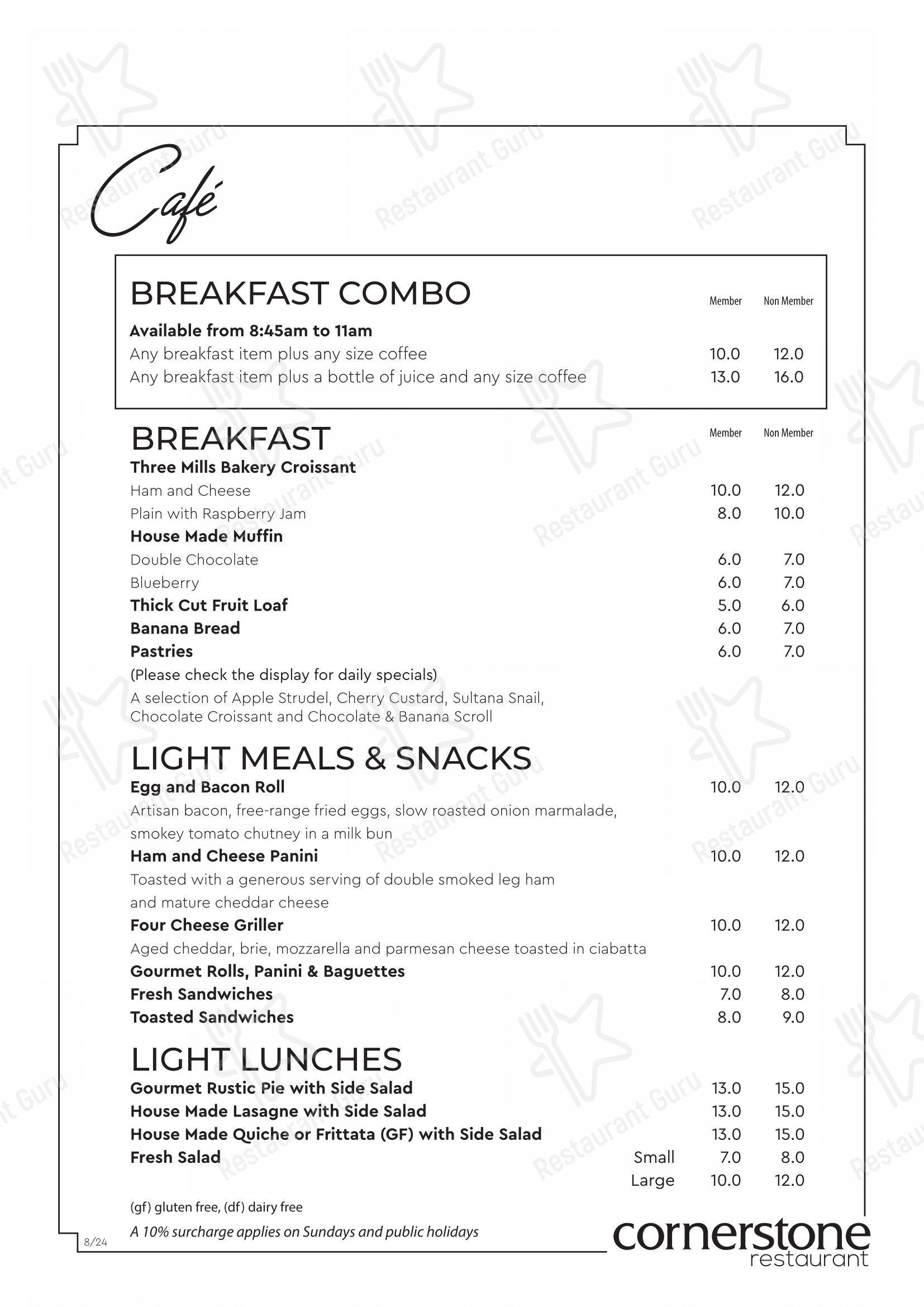 Menu at Snapper at Jamison - Canberra Southern Cross Club, Macquarie