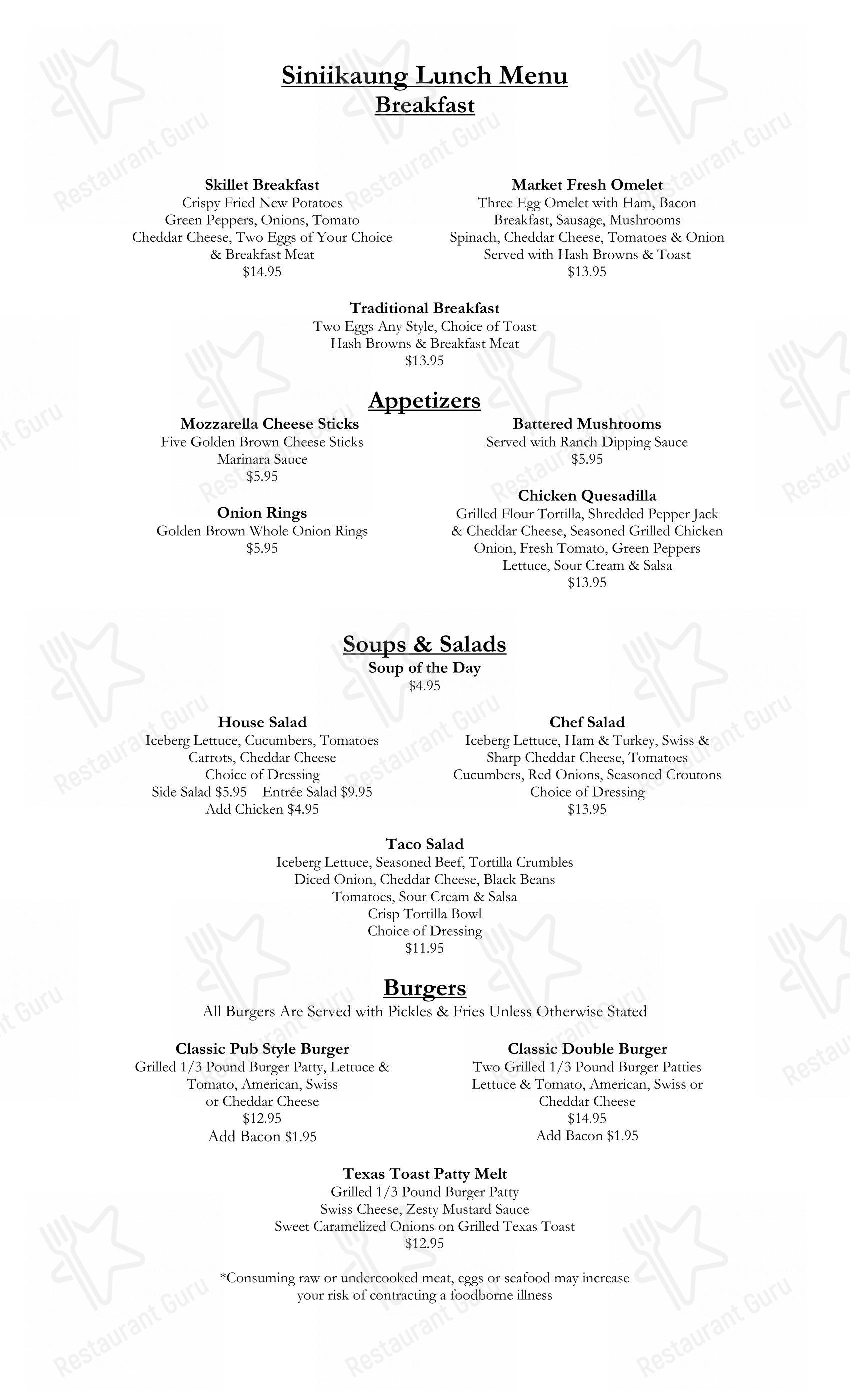Menu at Soaring Eagle Casino & Resort pub & bar, Mount Pleasant