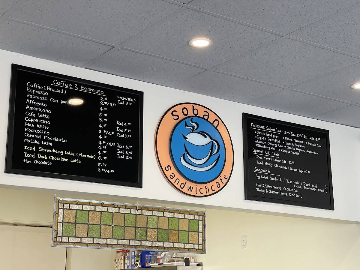 Menu at Soban Sandwich Café, St. Catharines