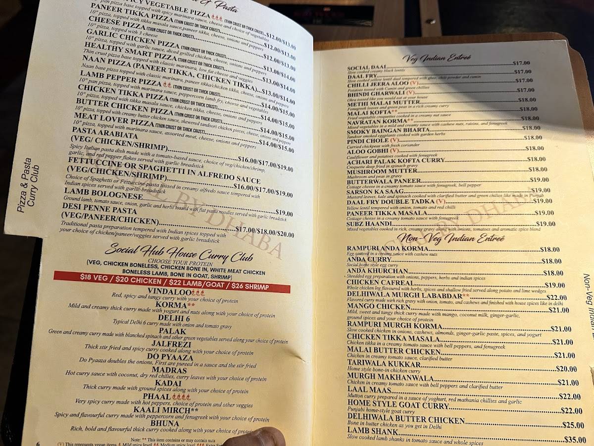 Menu at Social Hub by Dhaba pizzeria, Parsippany-Troy Hills