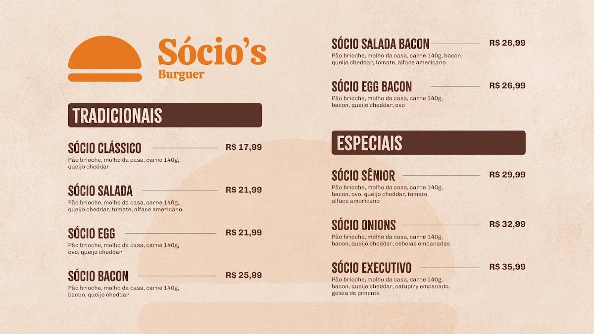 Menu at Sócio's Burguer restaurant, Volta Redonda
