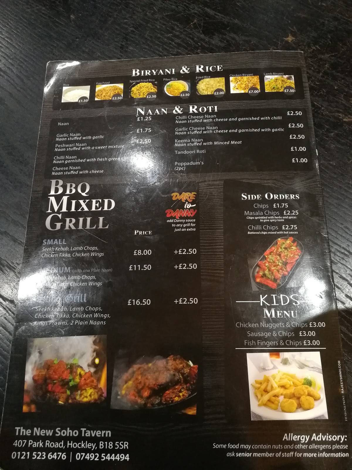 Menu at Soho Tavern pub & bar, Birmingham