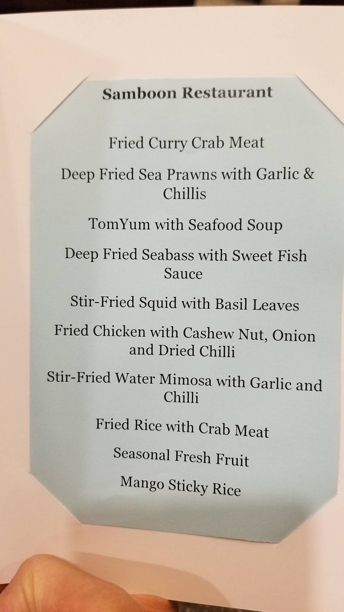 Menu at Somboon Seafood @ Ratchada restaurant, Bangkok, 167/9-12 ...