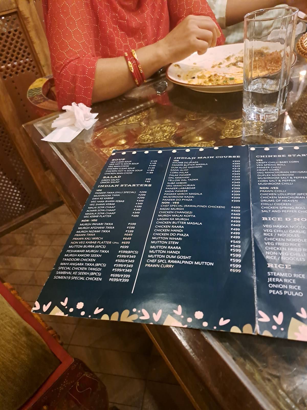 Menu at Somen19, Patna