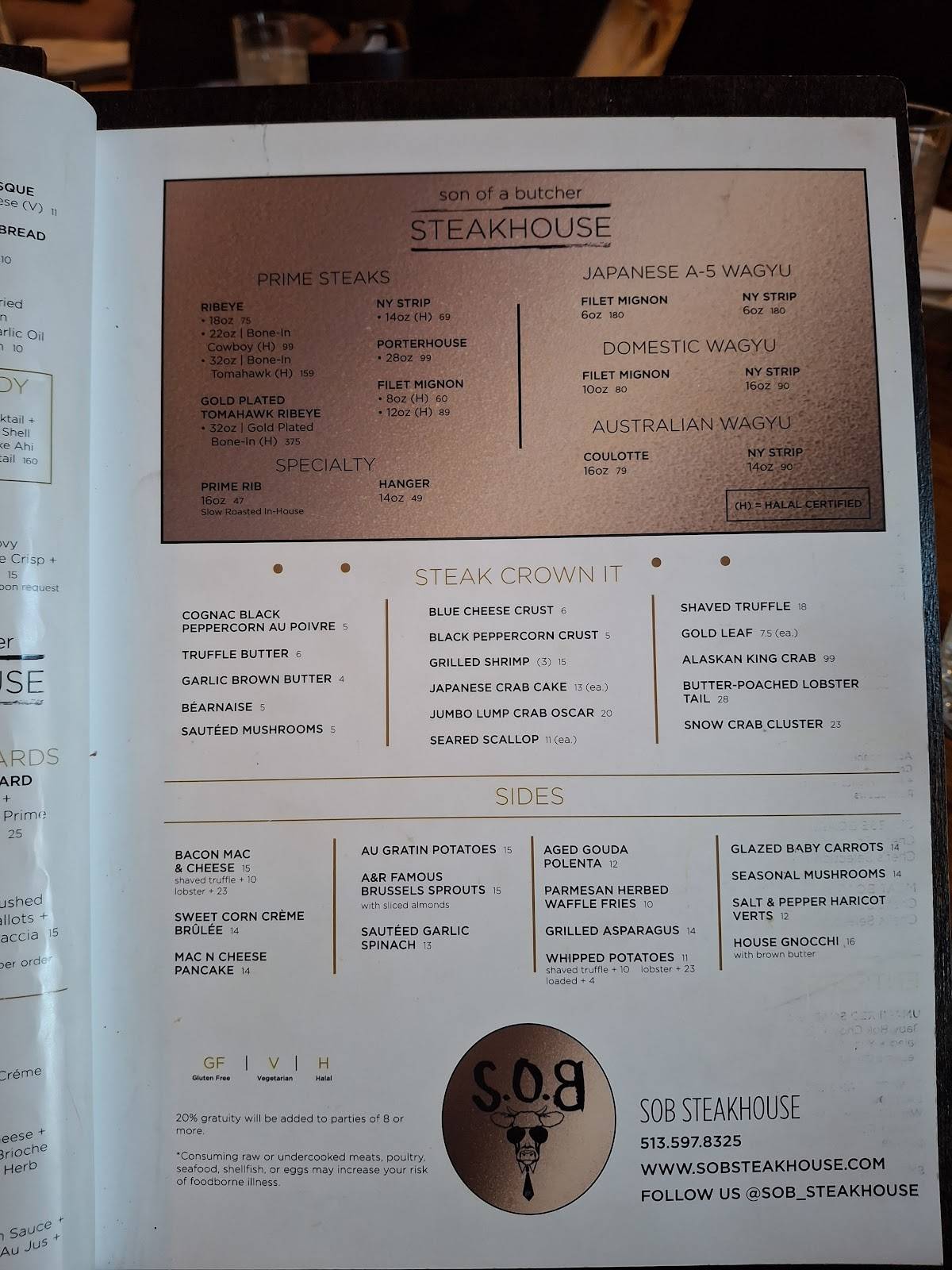 Menu at Son of a Butcher pub & bar, USA