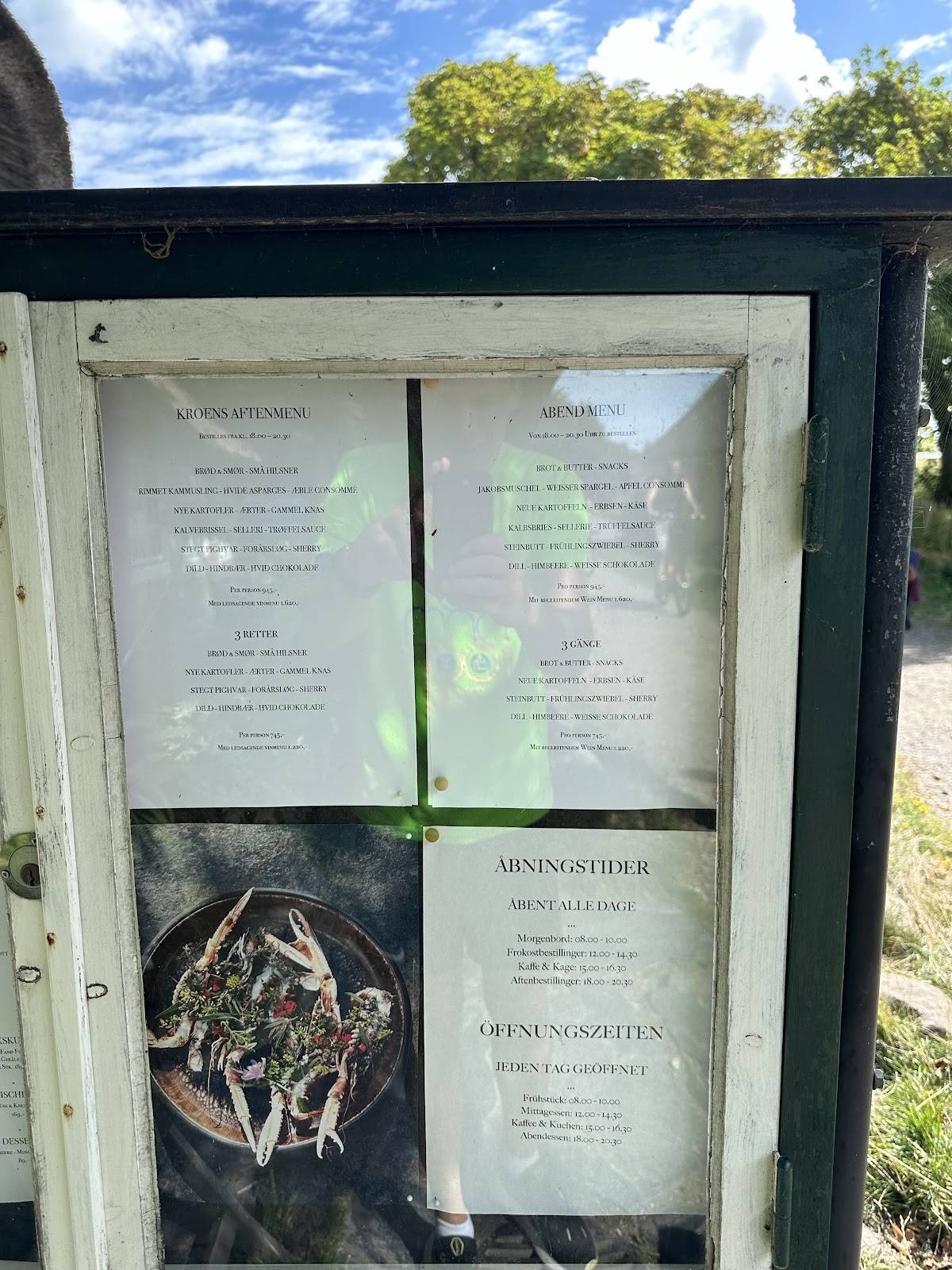 Menu at Sønderho Kro restaurant, Fanø