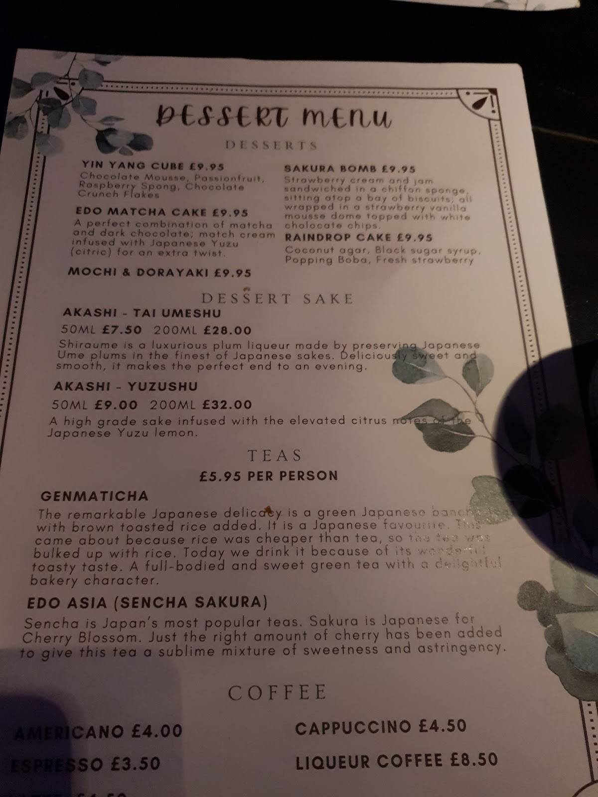 Menu at , Southampton