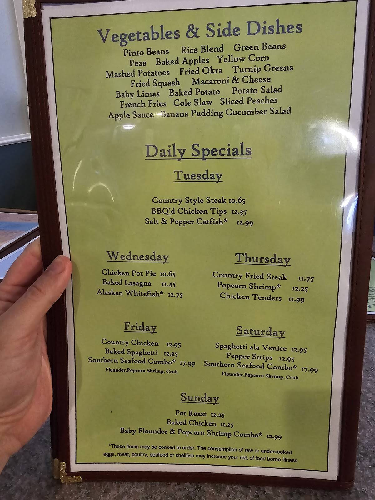 Menu at Southern Family Restaurant, Pfafftown