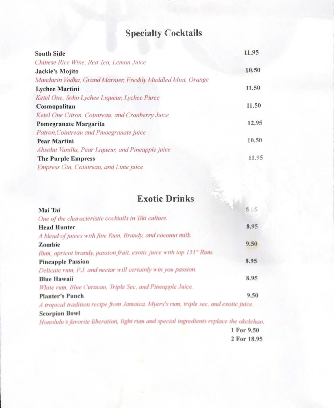 Menu at Southside Asian Cuisine pub & bar, Milford