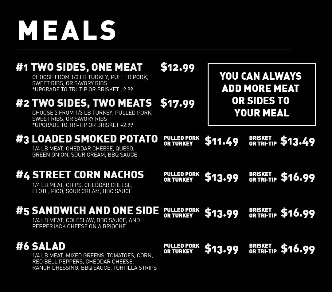 Menu at Sparks Barbecue, Rexburg
