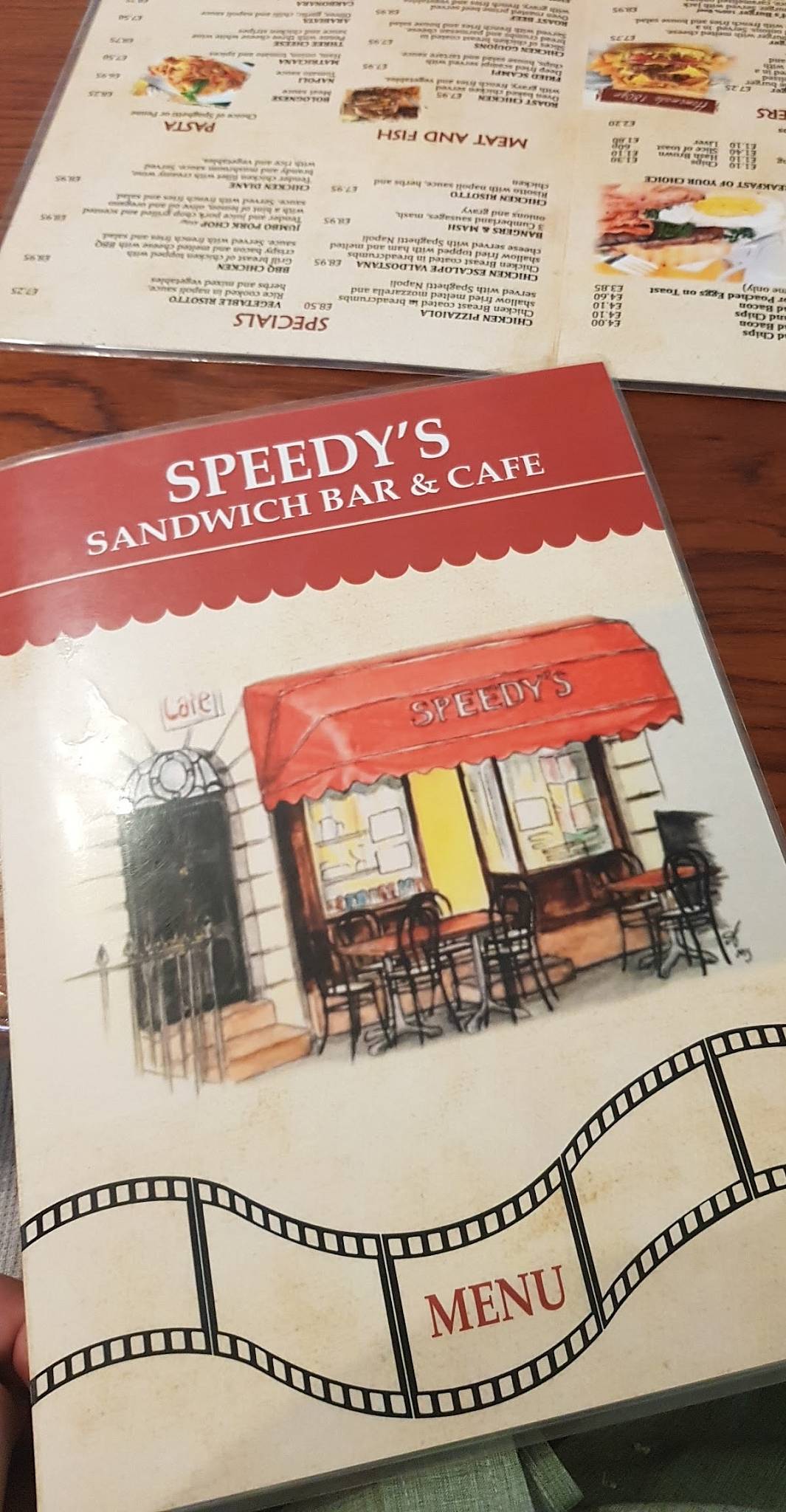 Menu at Speedy's Sandwich Bar & Cafe, London, 187 N Gower St