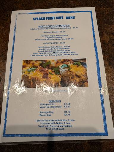 Menu at Splashpoint cafe, Eastbourne
