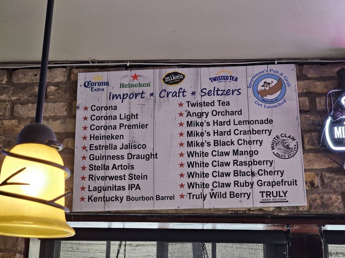 Menu at Sportsman's Pub & Grub, Wind Lake