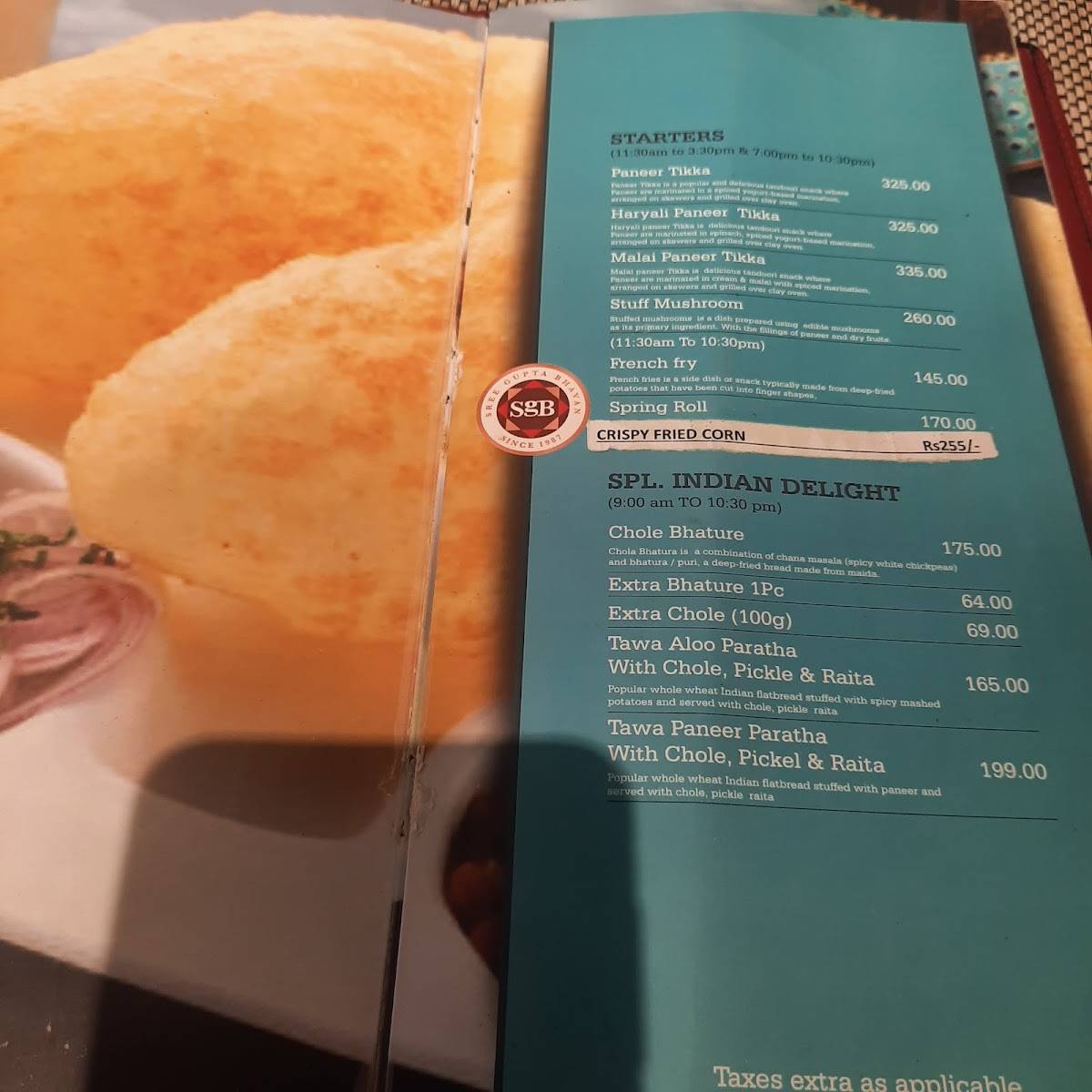 Menu at Sree Gupta Bhavan - SgB, Chennai, 111