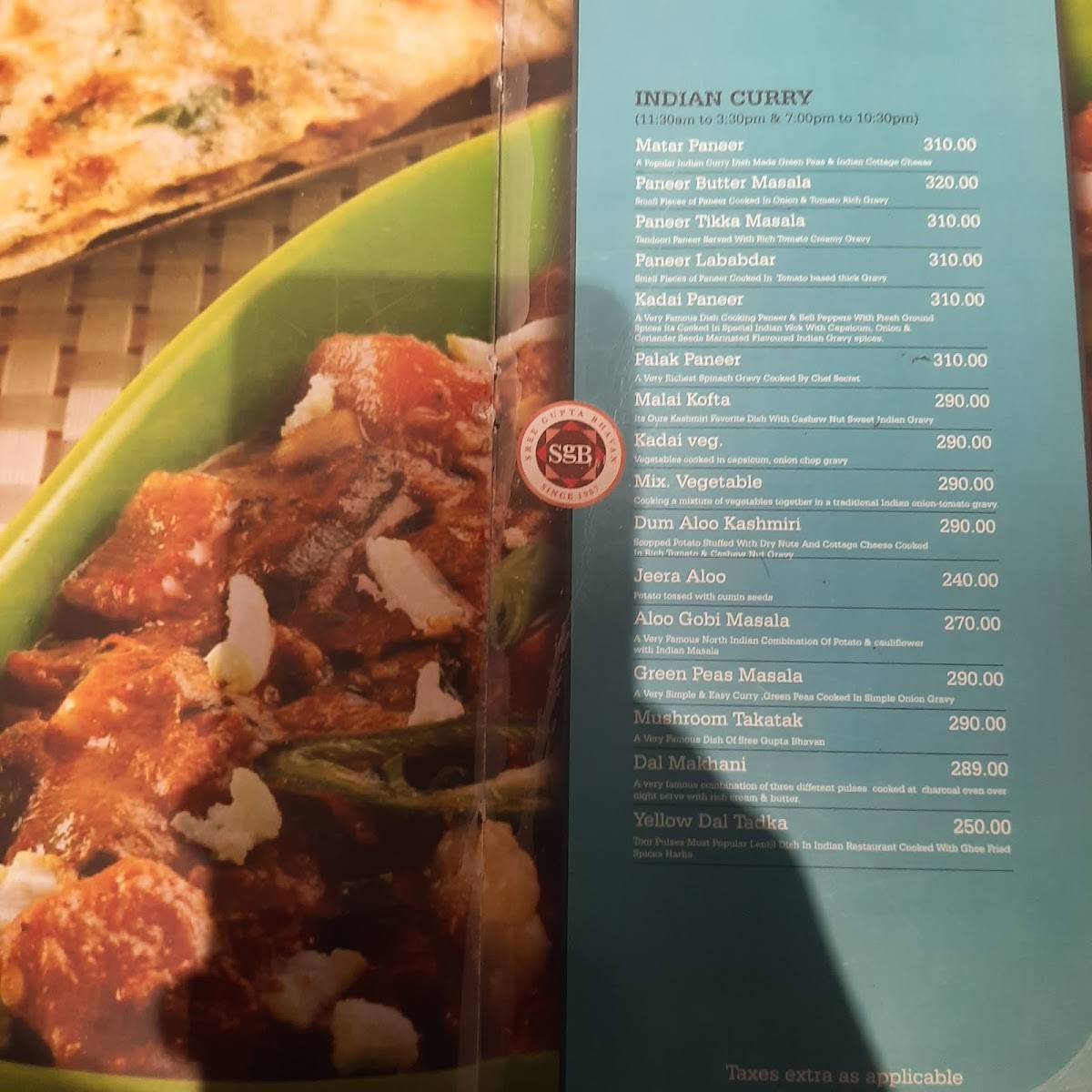 Menu at Sree Gupta Bhavan - SgB, Chennai, 111