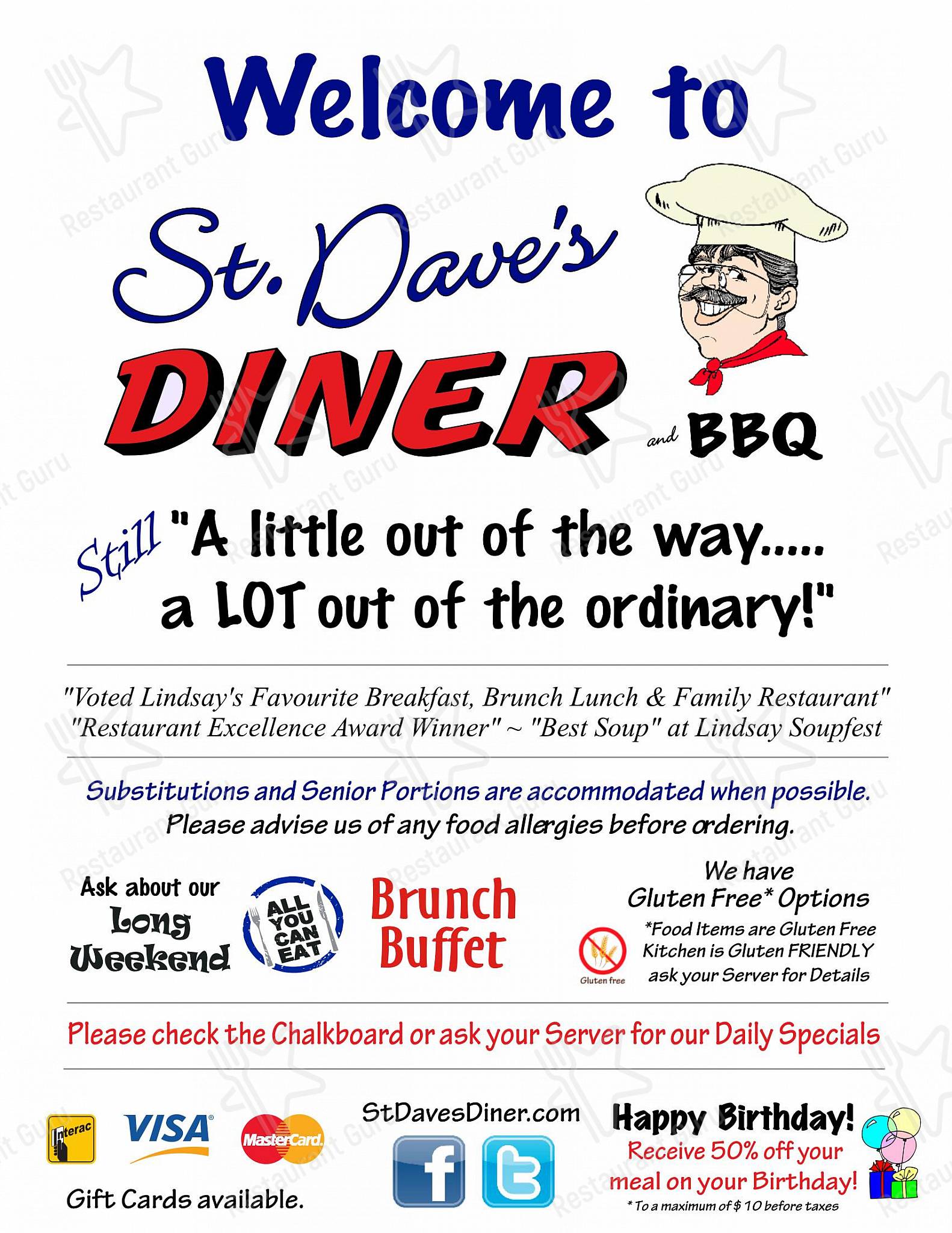 Menu at St Dave's Diner restaurant, Lindsay, ON-35