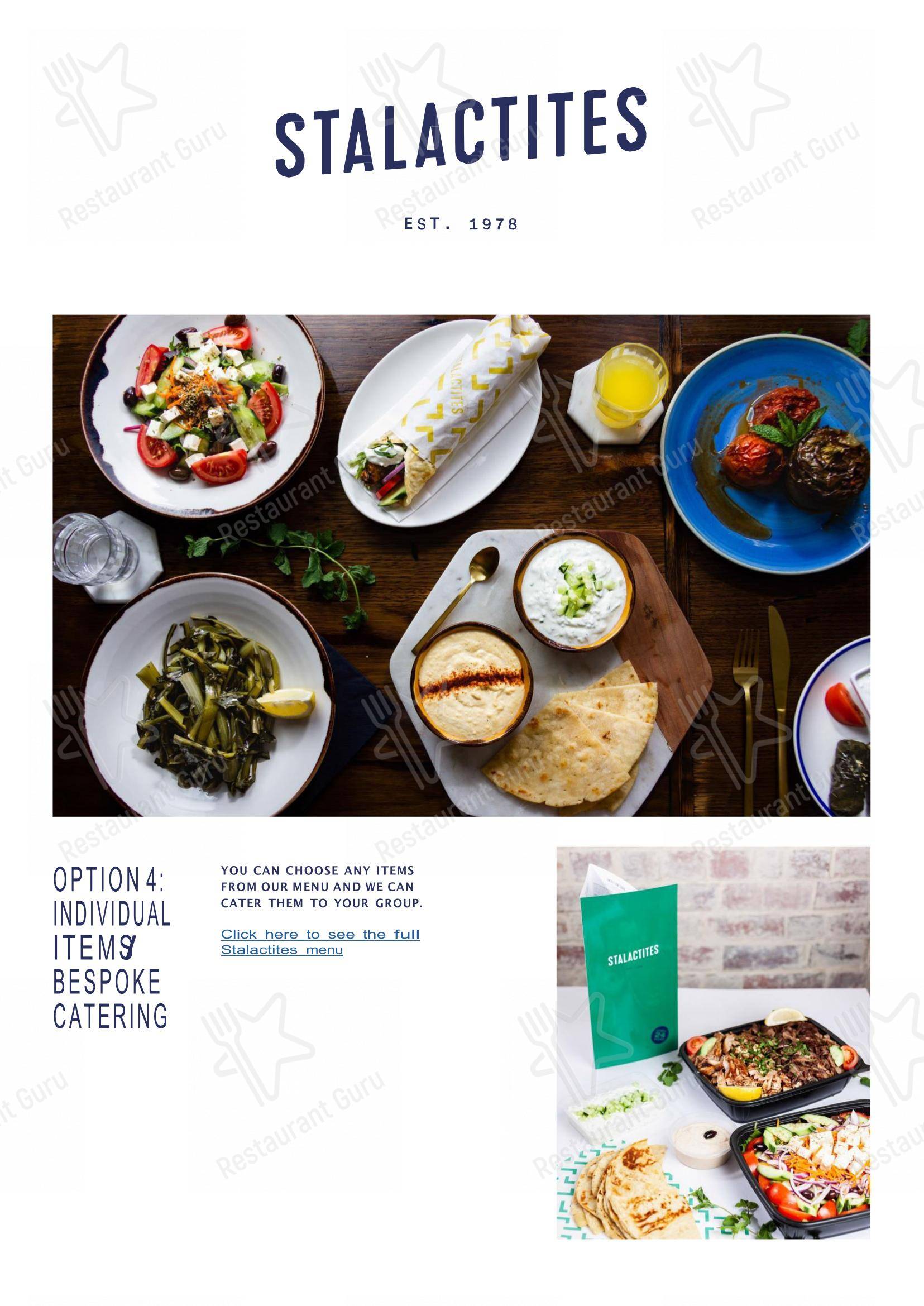 Menu at Stalactites Restaurant, Melbourne