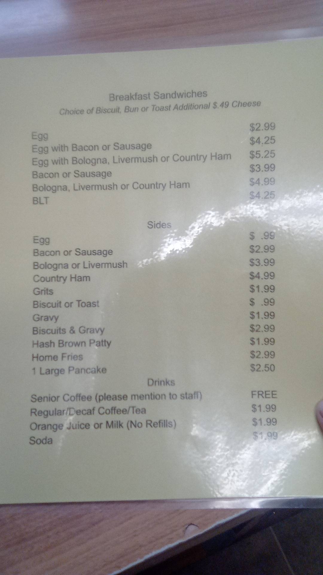 Menu at Stanley Kitchen Family Restaurant, Stanley