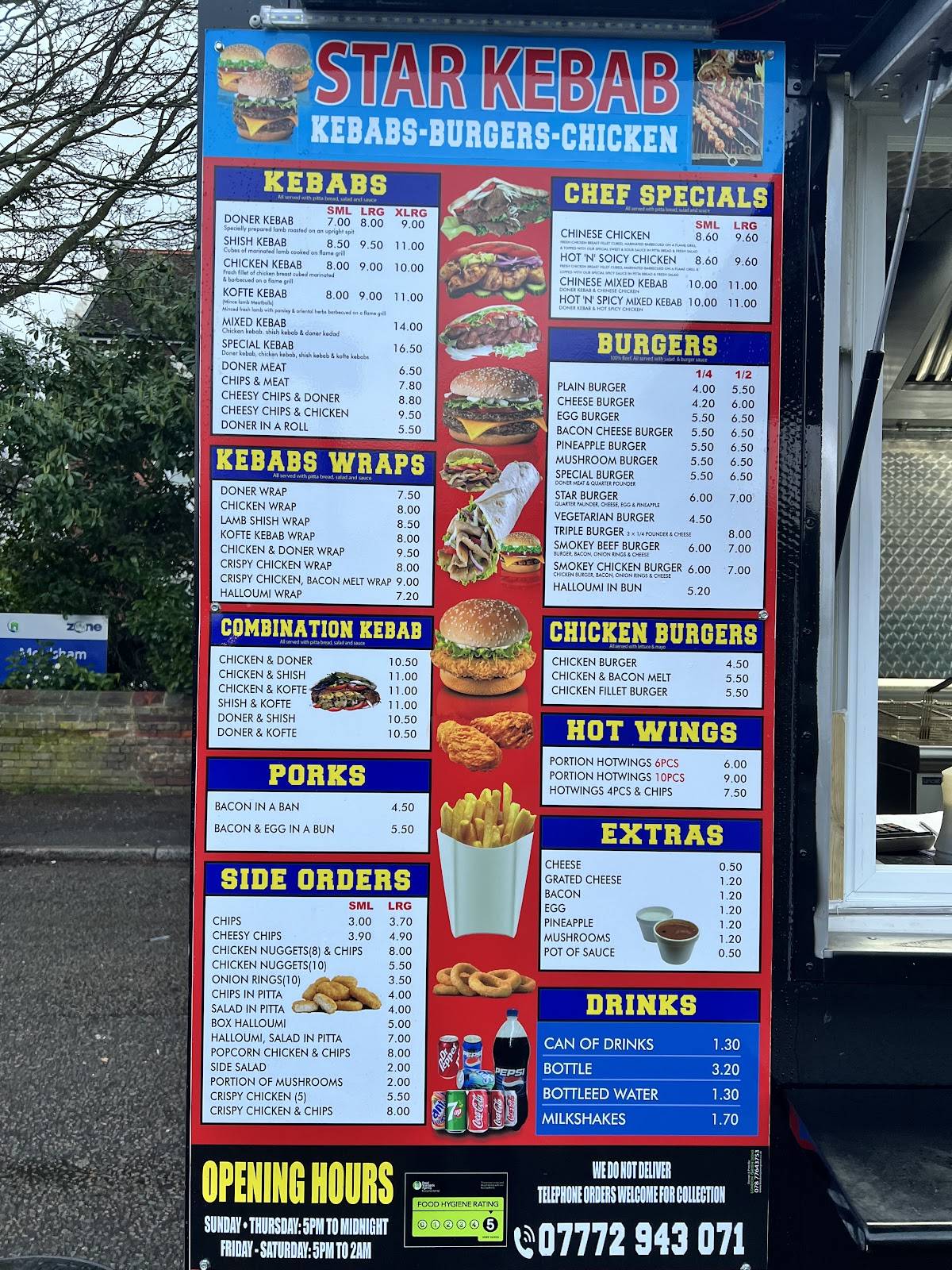 Menu at Star Kebab restaurant, Chelmsford