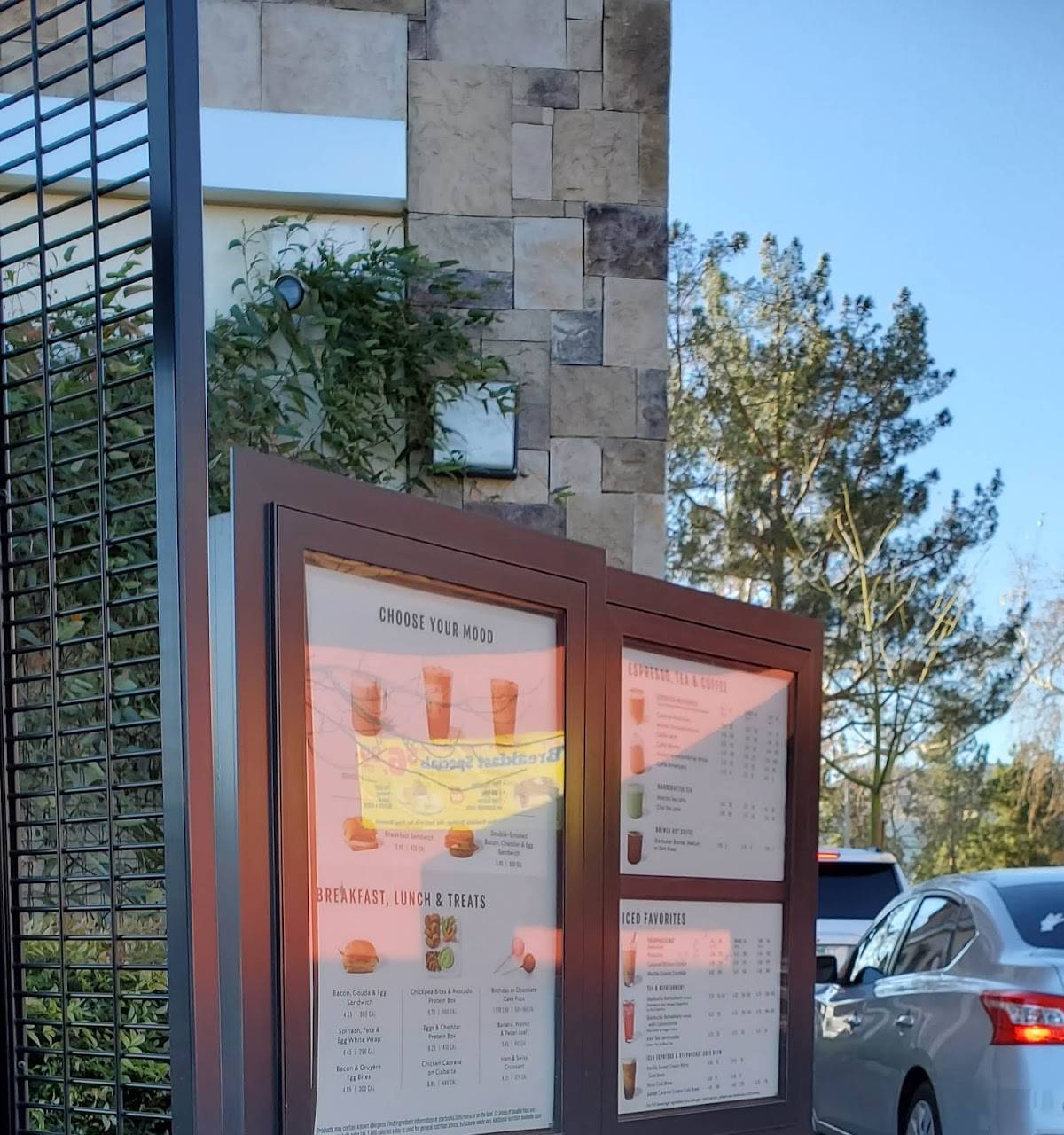 Menu at Starbucks cafe, Fontana, 17148 Slover Ave