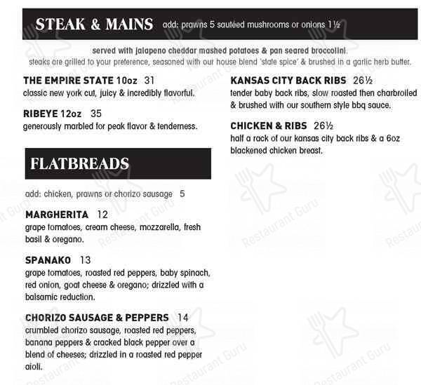 Menu at State & Main Kitchen & Bar, Calgary, 601 8 Ave SW