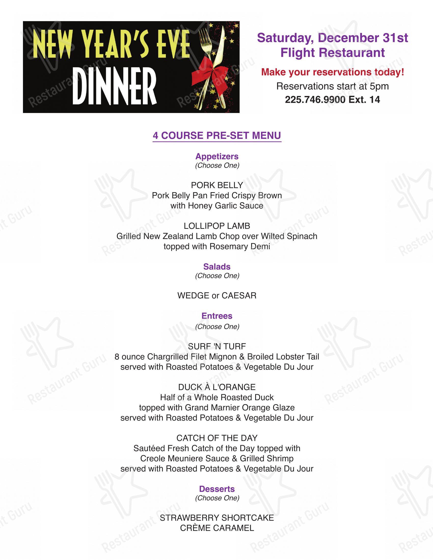 Menu at Flight Restaurant, Gonzales
