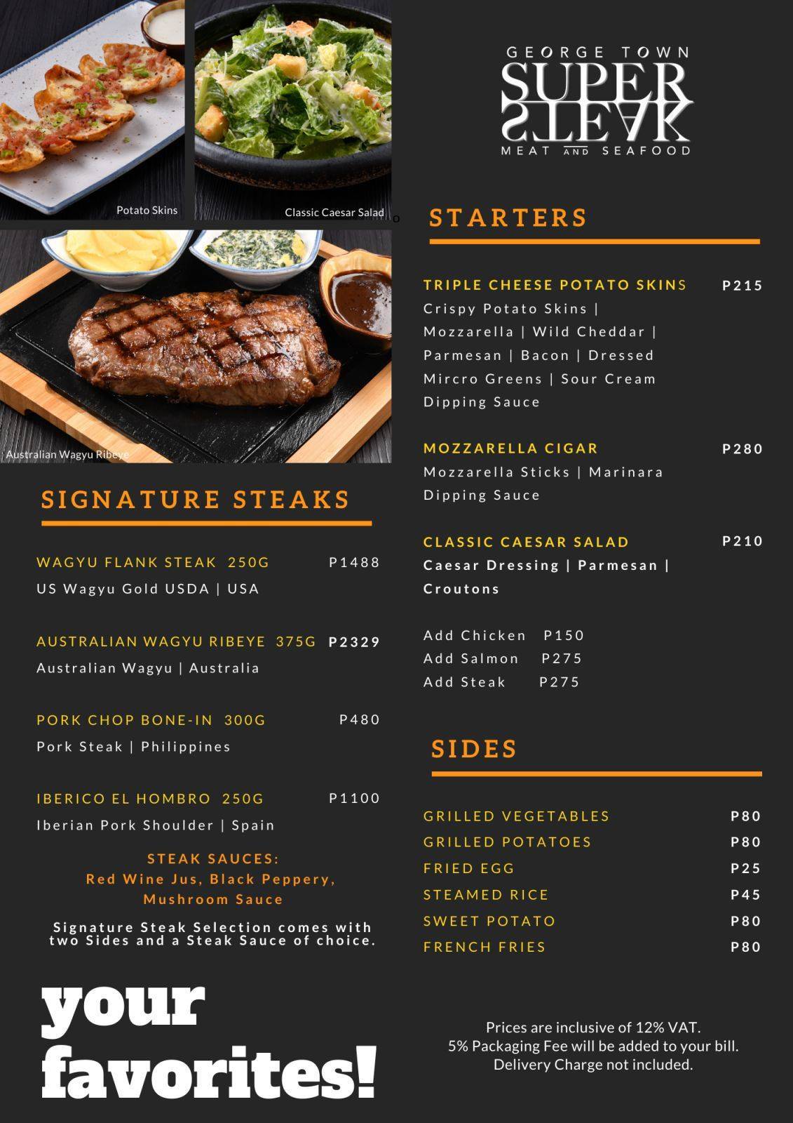 Menu at George Town Super Steak steakhouse, Taguig