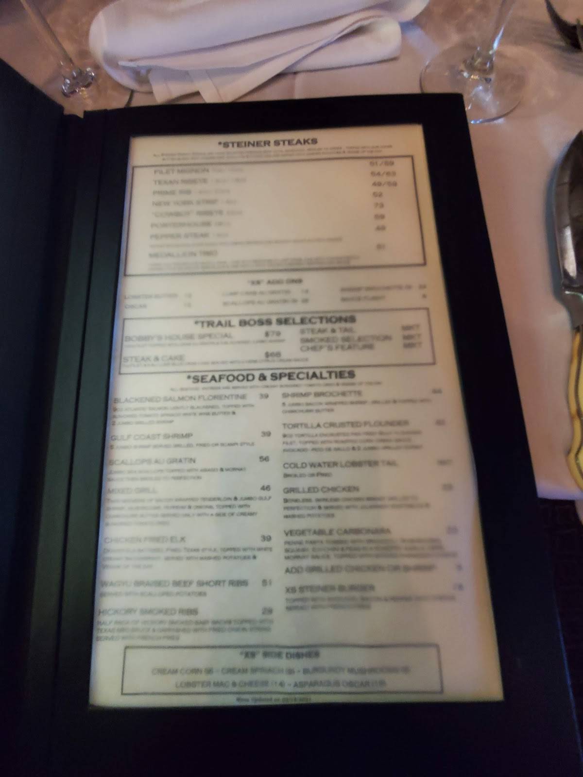 Menu at Steiner Ranch Steakhouse, Austin, Steiner Ranch Blvd