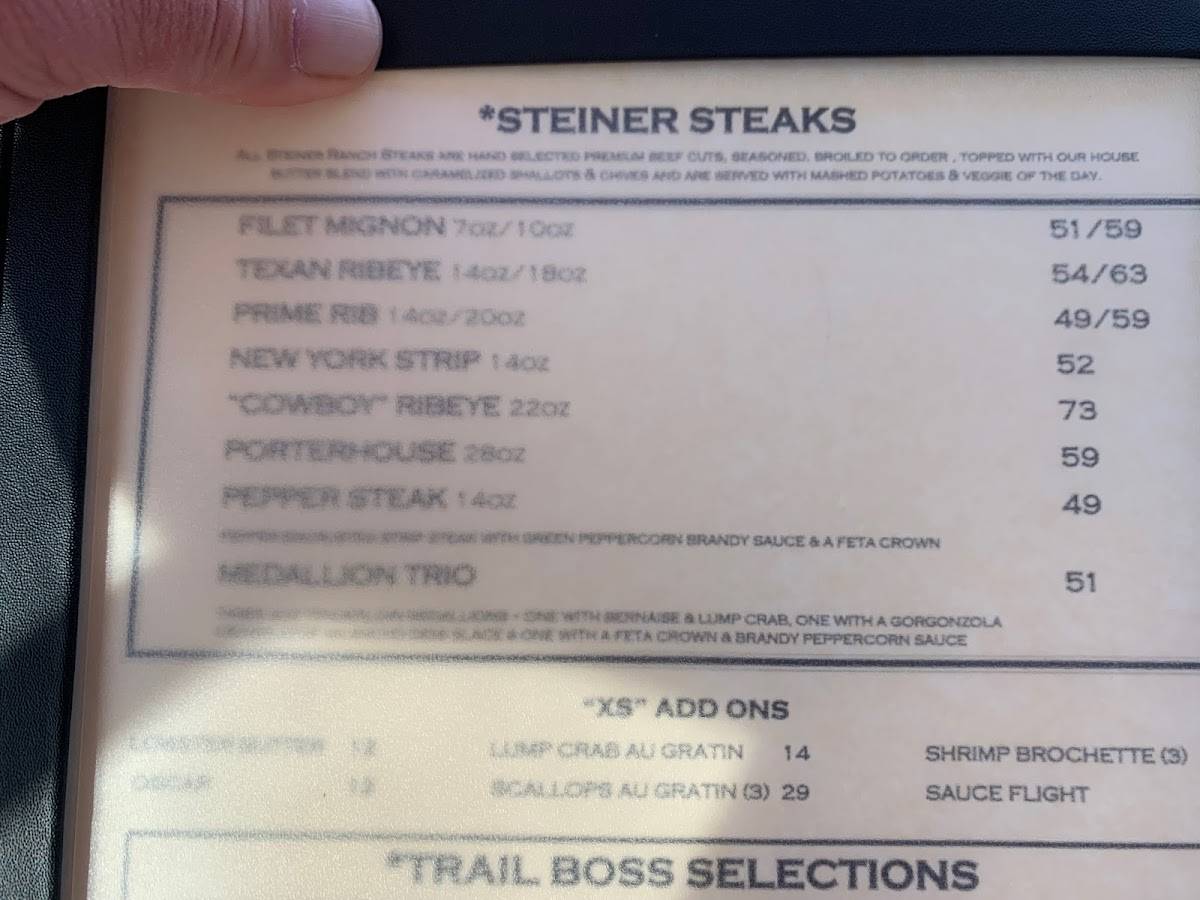 Menu at Steiner Ranch Steakhouse, Austin, Steiner Ranch Blvd