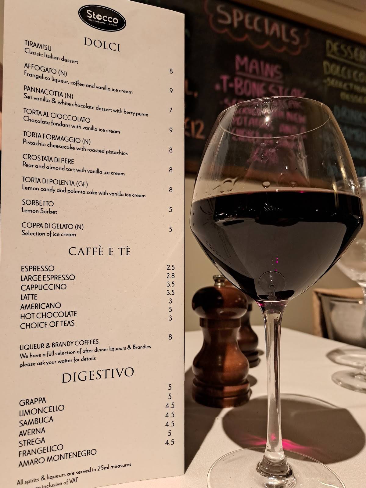 Menu at Stocco - Authentic Italian Restaurant and Bar, Rochdale