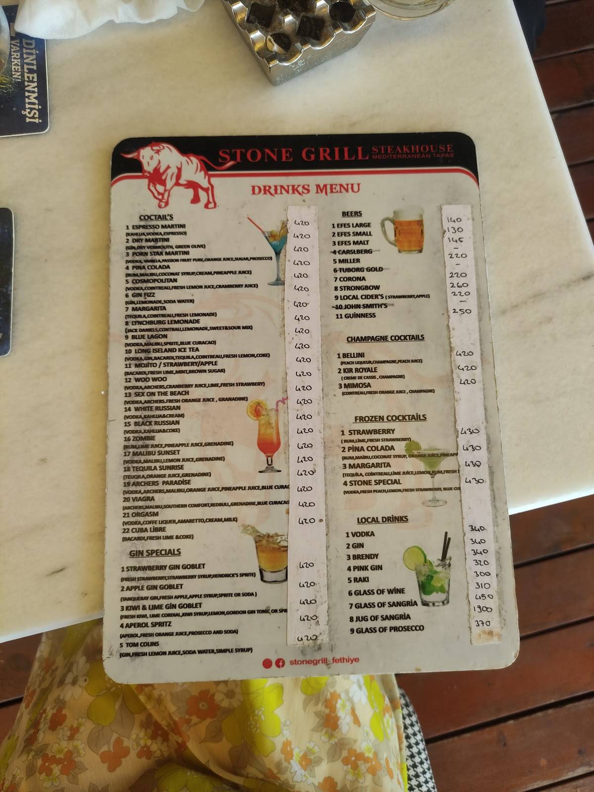 Menu at Stone Grill Steakhouse Mediterranean Tapas, Fethiye